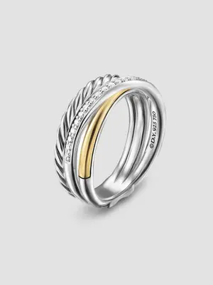 David Yurman Crossover Three Row Ring In Sterling Silver