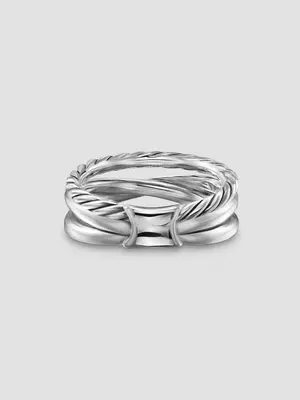 David Yurman Crossover Three Row Ring In Sterling Silver