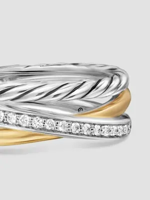 David Yurman Crossover Three Row Ring In Sterling Silver