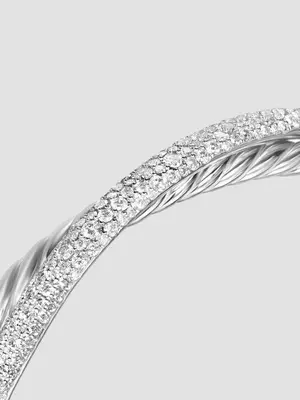 David Yurman Pavé Crossover Two Row Cuff Bracelet In Sterling