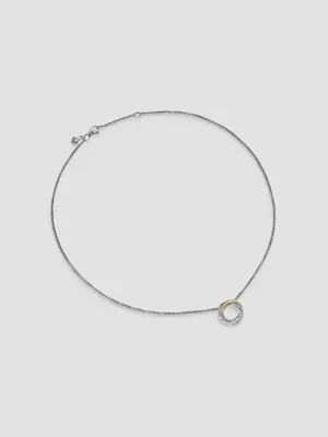 David Yurman Crossover Pendant Necklace In Sterling Silver With 18k Yellow Gold And Diamonds, 14.5mm - Diamond
