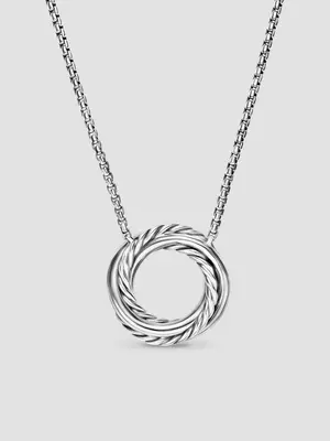 David Yurman Crossover Pendant Necklace In Sterling Silver With 18k Yellow Gold And Diamonds, 14.5mm - Diamond