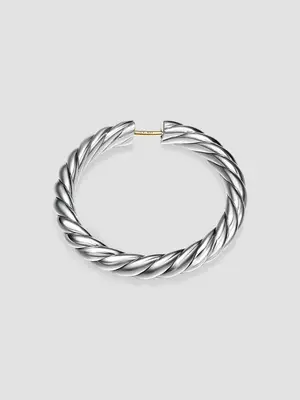 David Yurman Sculpted Cable Hoop Earrings In Sterling 38mm