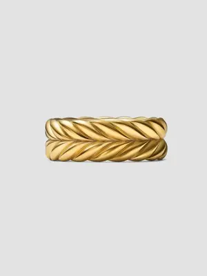 David Yurman Chevron Band Ring In 18k Yellow 9mm
