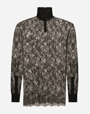Dolce & Gabbana Lace Turtleneck Top With Shirt Cuffs