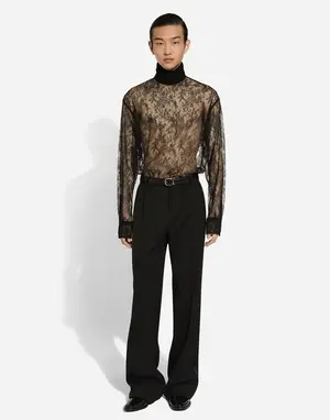 Dolce & Gabbana Lace Turtleneck Top With Shirt Cuffs