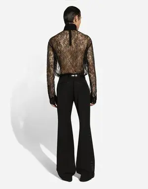 Dolce & Gabbana Lace Turtleneck Top With Shirt Cuffs