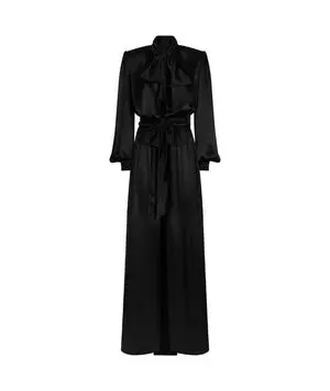 Dolce & Gabbana Long Silk Satin Dress With Front Slit