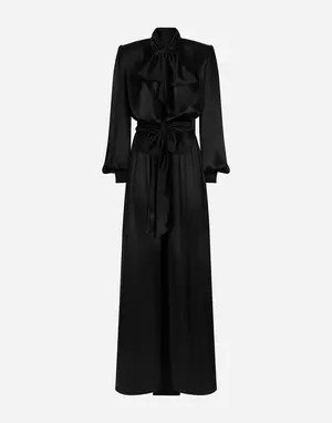 Dolce & Gabbana Long Silk Satin Dress With Front Slit