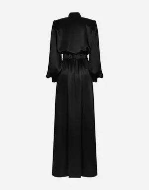 Dolce & Gabbana Long Silk Satin Dress With Front Slit