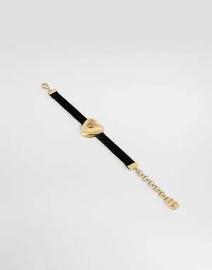 Dolce & Gabbana Velvet Bracelet With Dg Logo Heart - Multicolor