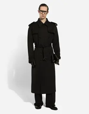 Dolce & Gabbana Double-breasted Wool Gabardine Trench Coat