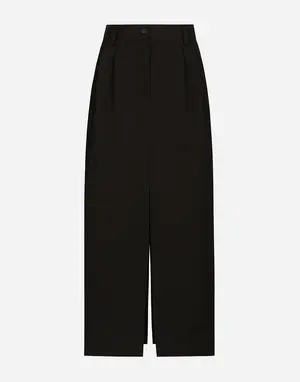 Dolce & Gabbana Wool Gabardine Calf-length Tuxedo Pencil Skirt