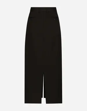 Dolce & Gabbana Wool Gabardine Calf-length Tuxedo Pencil Skirt