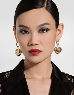 Dolce & Gabbana Heart Drop Earrings With Dg Logo