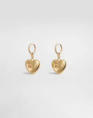Dolce & Gabbana Heart Drop Earrings With Dg Logo
