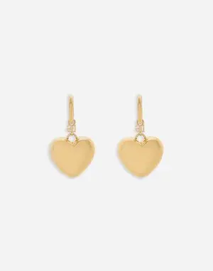 Dolce & Gabbana Heart Drop Earrings With Dg Logo - Gold