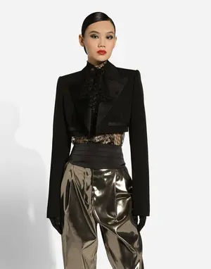 Dolce & Gabbana Single-breasted Wool Gabardine Spencer Tuxedo Jacket