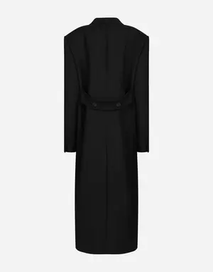 Dolce & Gabbana Long Double-breasted Tuxedo Coat In Double Wool Gabardine