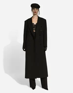 Dolce & Gabbana Long Double-breasted Tuxedo Coat In Double Wool Gabardine