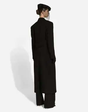 Dolce & Gabbana Long Double-breasted Tuxedo Coat In Double Wool Gabardine