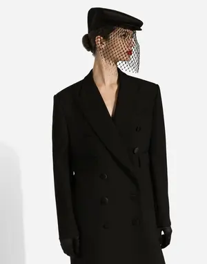 Dolce & Gabbana Long Double-breasted Tuxedo Coat In Double Wool Gabardine