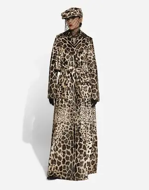 Dolce & Gabbana Leopard-print Goatskin Flat Cap With Veil - Multicolor