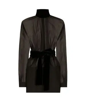 Dolce & Gabbana Short Wool Crepe And Organza Dress