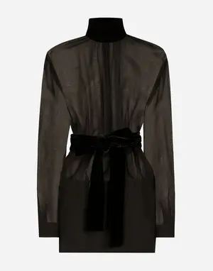 Dolce & Gabbana Short Wool Crepe And Organza Dress