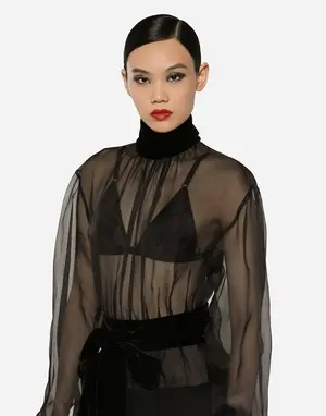 Dolce & Gabbana Short Wool Crepe And Organza Dress