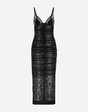 Dolce & Gabbana Calf-length Stretch Chantilly Lace Slip Dress