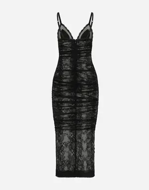 Dolce & Gabbana Calf-length Stretch Chantilly Lace Slip Dress