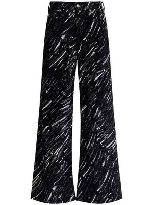 Marni Printed Wide-leg Trousers - Black