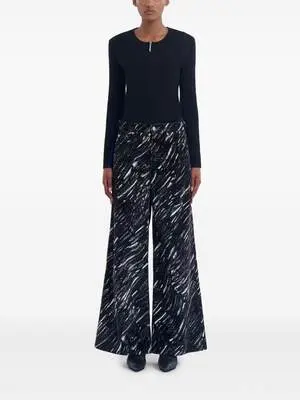 Marni Printed Wide-leg Trousers - Black