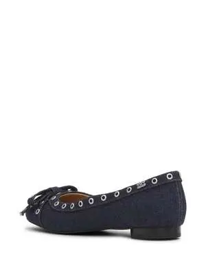 GANNI Eyelet Detailing Denim Ballerina Shoes - Blue