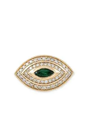 Jacquie Aiche 14kt Yellow Halo Eye Diamond And Emerald Ring