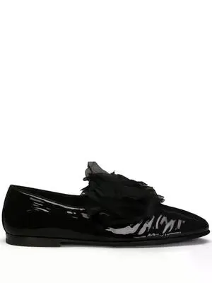 Dolce & Gabbana Patent Leather Slippers With Organza Flower Embellishment
