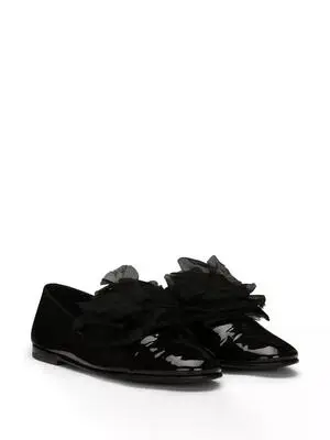 Dolce & Gabbana Patent Leather Slippers With Organza Flower Embellishment