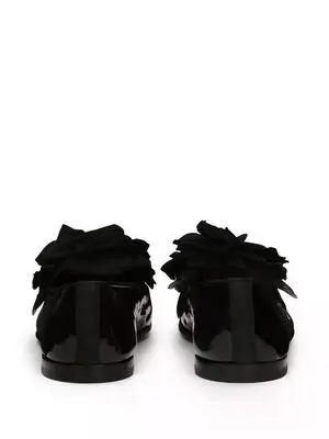 Dolce & Gabbana Patent Leather Slippers With Organza Flower Embellishment