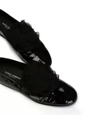 Dolce & Gabbana Patent Leather Slippers With Organza Flower Embellishment