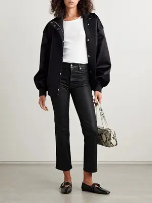 FRAME Le Sleek Coated High-rise Straight-leg Jeans - Black