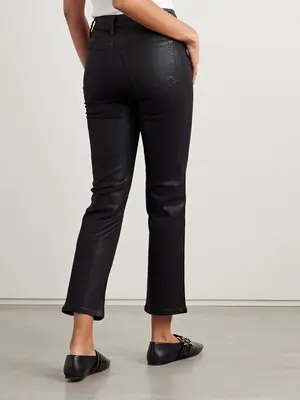 FRAME Le Sleek Coated High-rise Straight-leg Jeans - Black