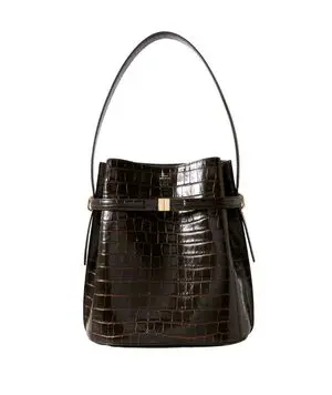 TOTEME Belted Croc-effect Leather Tote