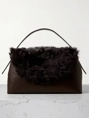 TOTEME T-lock Shearling Shoulder Bag