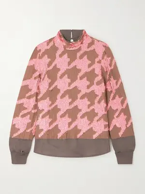 Dries Van Noten Sequined Houndstooth Chiffon Blouse