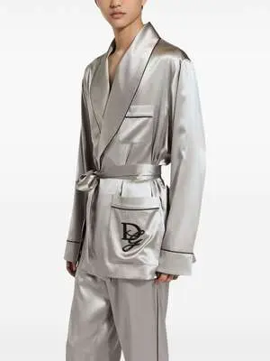 Dolce & Gabbana Silk Satin Robe - Grey