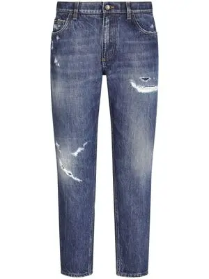 Dolce & Gabbana Ripped Straight-leg Jeans - Blue