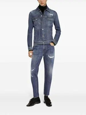 Dolce & Gabbana Ripped Straight-leg Jeans - Blue