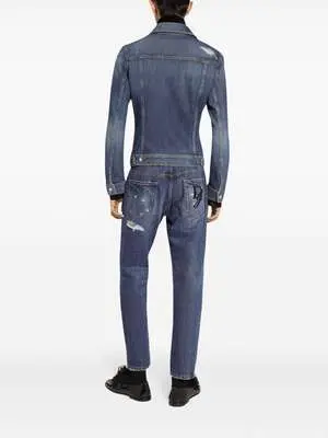 Dolce & Gabbana Ripped Straight-leg Jeans - Blue