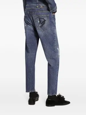 Dolce & Gabbana Ripped Straight-leg Jeans - Blue